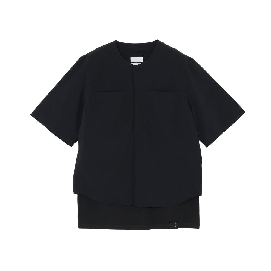 25SS NO COLLER HARF SLEEVES SHIRTS (BLACK)